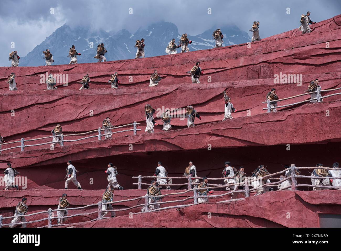 Yunnan, China. April 21, 2024:Impression folk dance outdoor theatre a ...