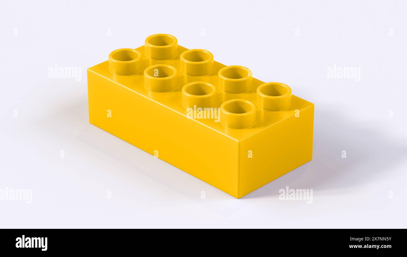 Amber Plastic Lego Block on a White Background. Children Toy Brick ...