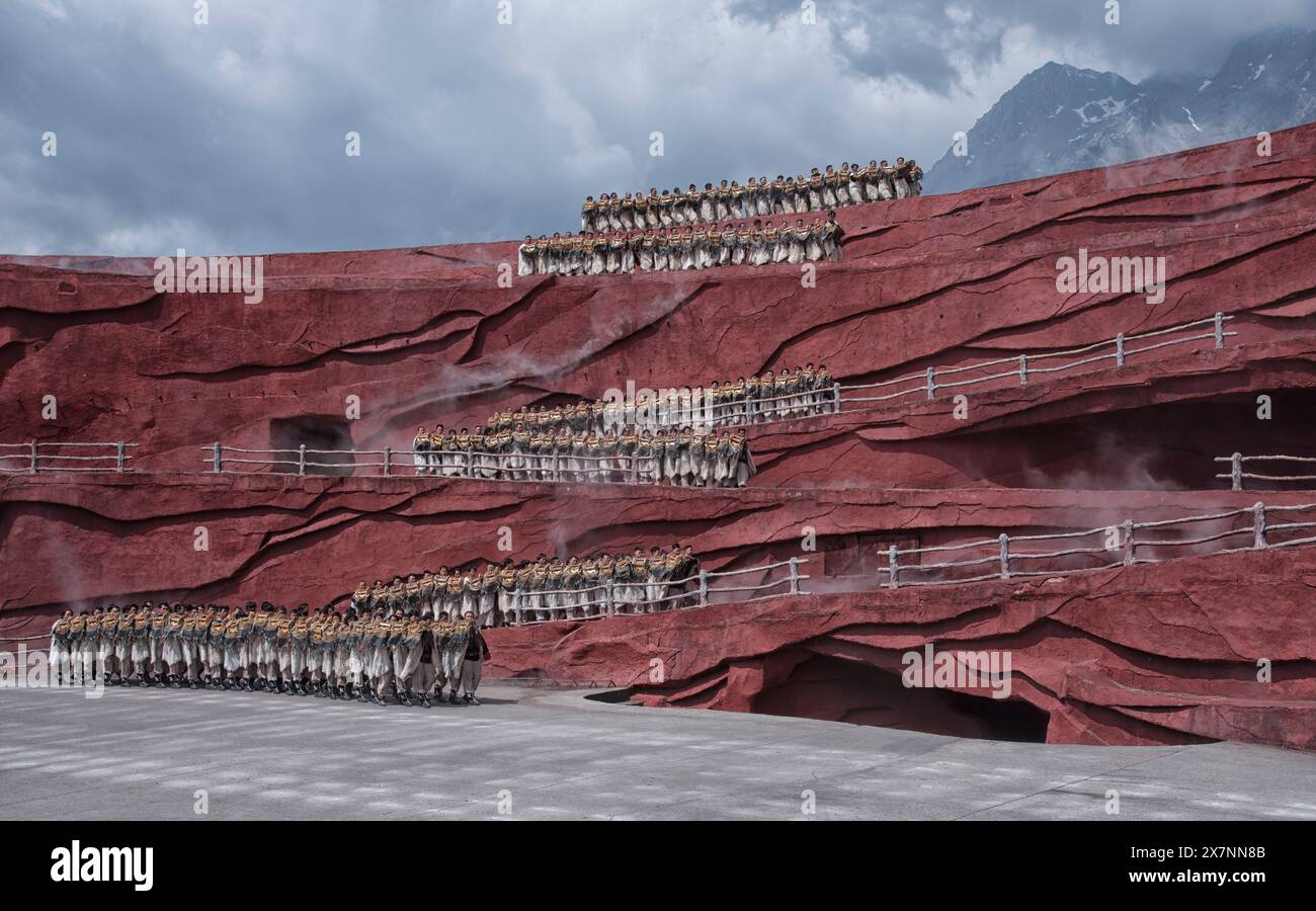 Yunnan, China. April 21, 2024:Impression folk dance outdoor theatre a ...