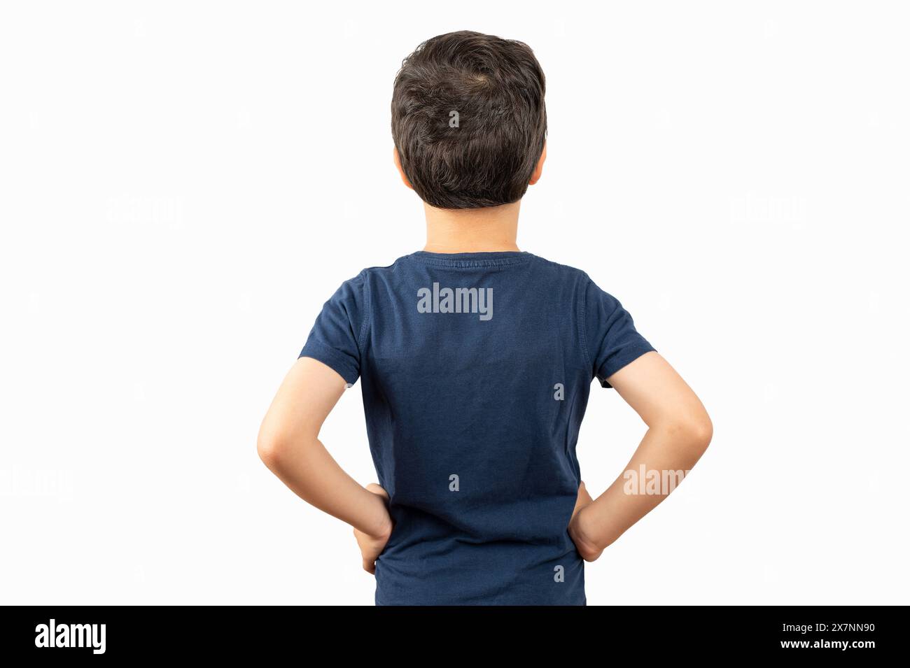 Young little caucasian kid wearing blue t-shirt standing over isolated ...