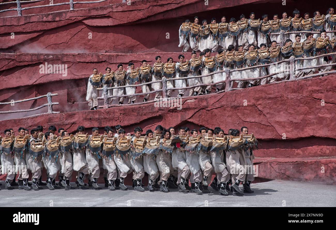 Yunnan, China. April 21, 2024:Impression folk dance outdoor theatre a ...