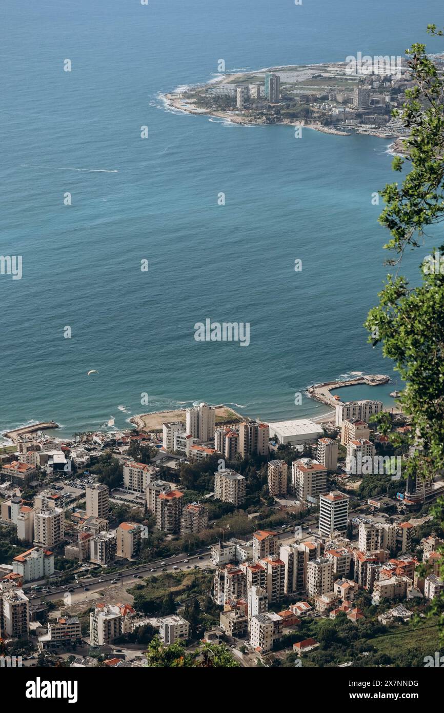 View from the village of Harissa to neighboring coastal cities in ...