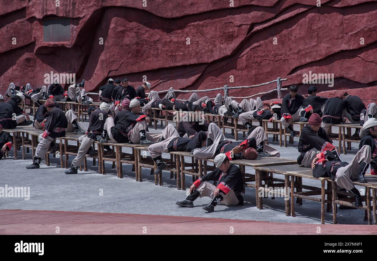 Yunnan, China. April 21, 2024:Impression folk dance outdoor theatre a ...