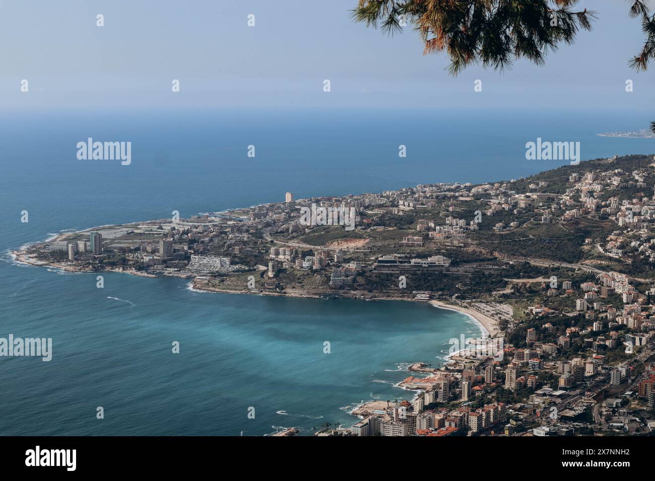 View from the village of Harissa to neighboring coastal cities in ...