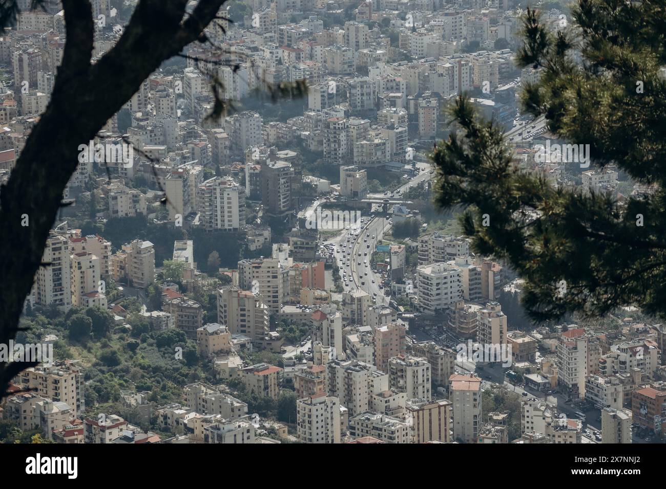 View from the village of Harissa to neighboring coastal cities in ...