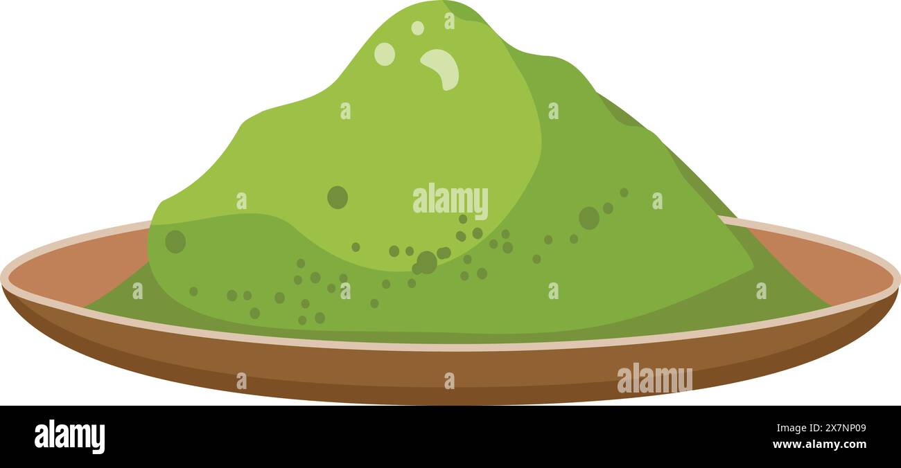 Cartoon illustration of matcha powder on plate Stock Vector Image & Art ...