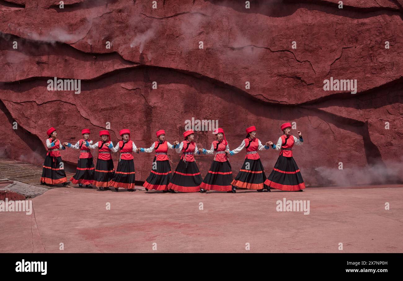 Yunnan, China. April 21, 2024:Impression folk dance outdoor theatre a ...