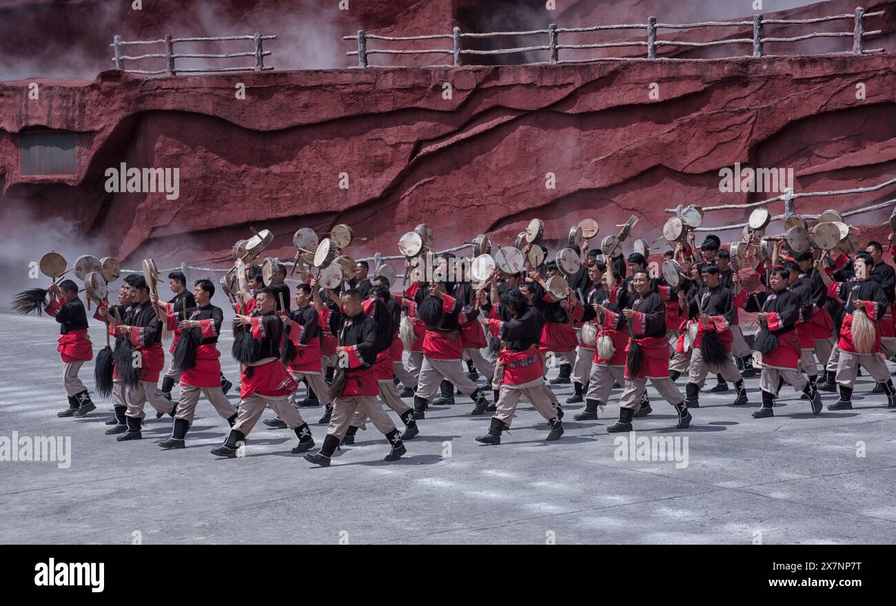 Yunnan, China. April 21, 2024:Impression folk dance outdoor theatre a ...