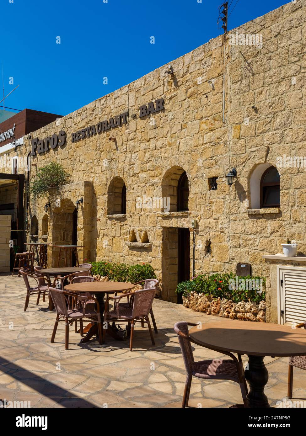 May 2024, Faros restaurant and bar in Latsi, Cyprus Stock Photo - Alamy