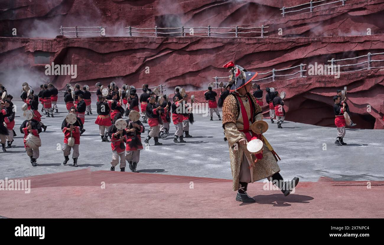 Yunnan, China. April 21, 2024:Impression folk dance outdoor theatre a ...