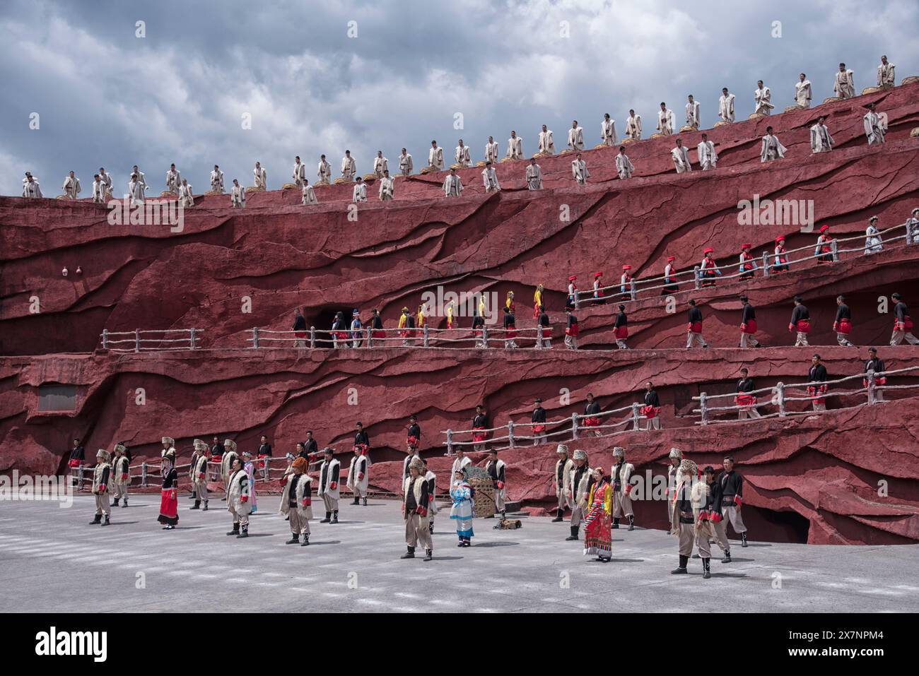 Yunnan, China. April 21, 2024:Impression folk dance outdoor theatre a ...