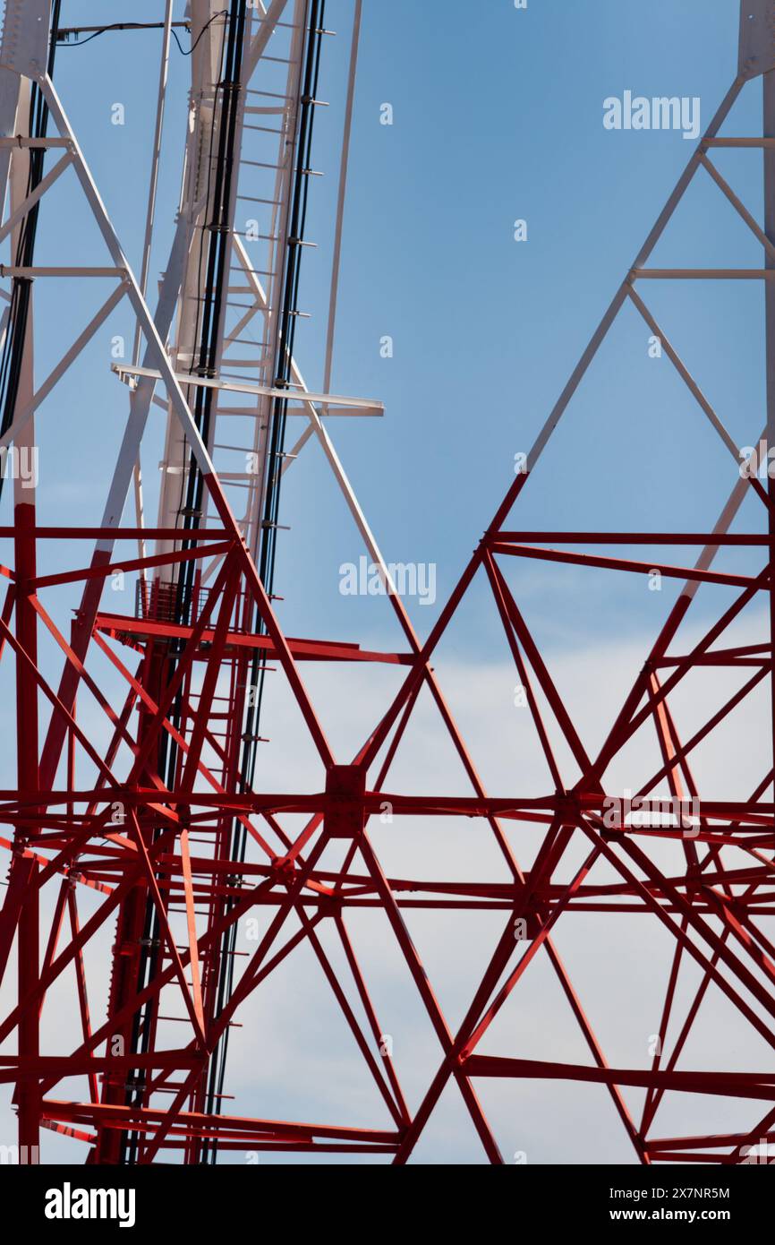 cellular communications tower , close up on the metal structure ...