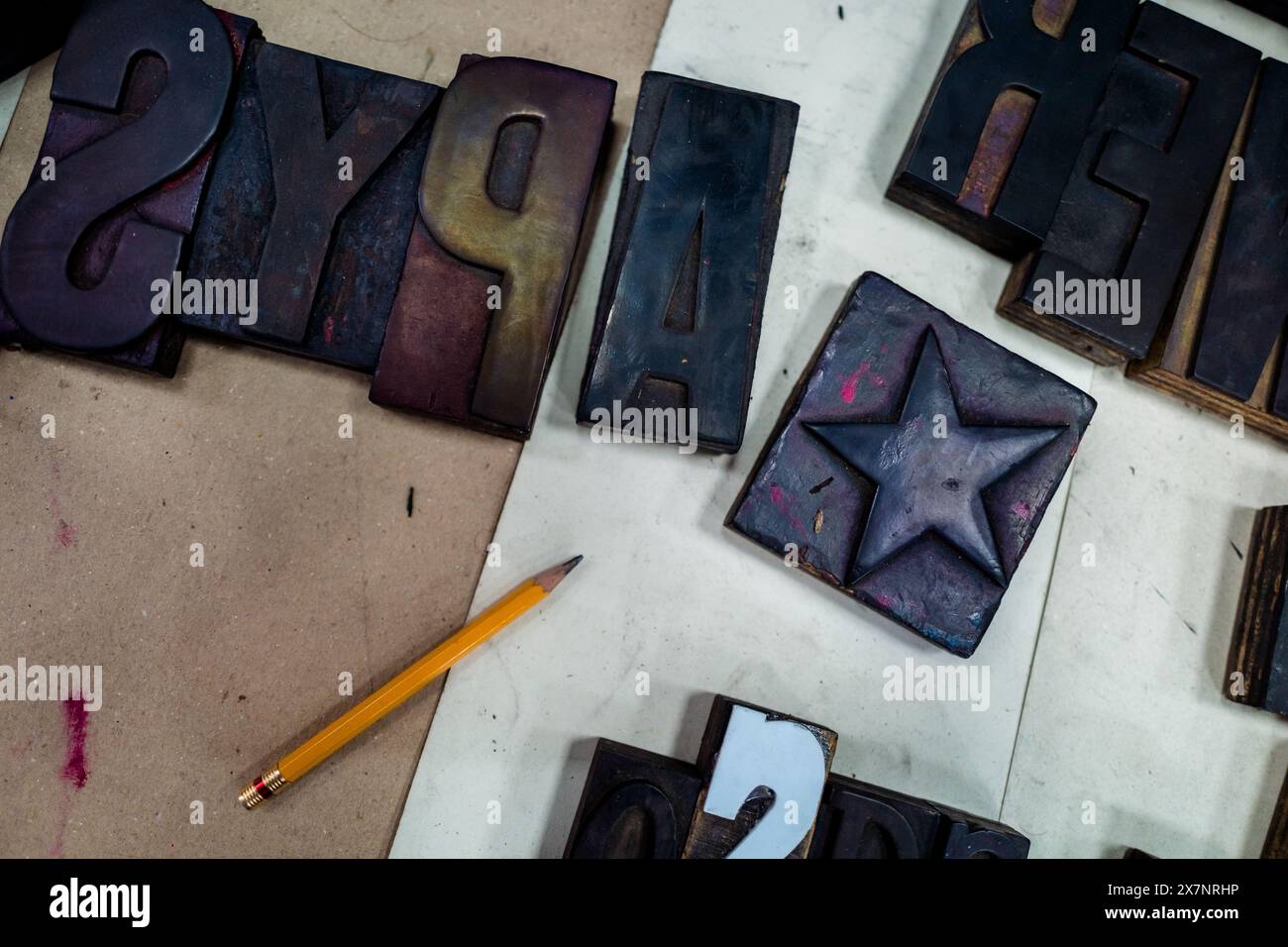 The movable letterpress "star" sign is seen placed along with other ...