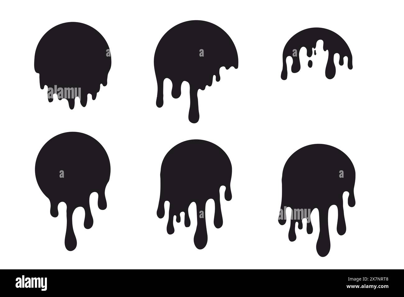 Melt drip circle silhouette paint round splash with drops, liquid shape ...
