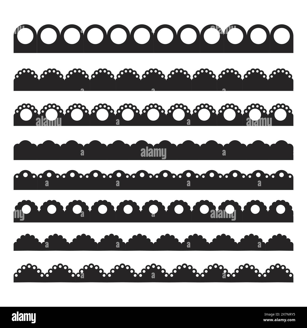 Scalloped edge border frilly stroke divider black silhouette stripe ...