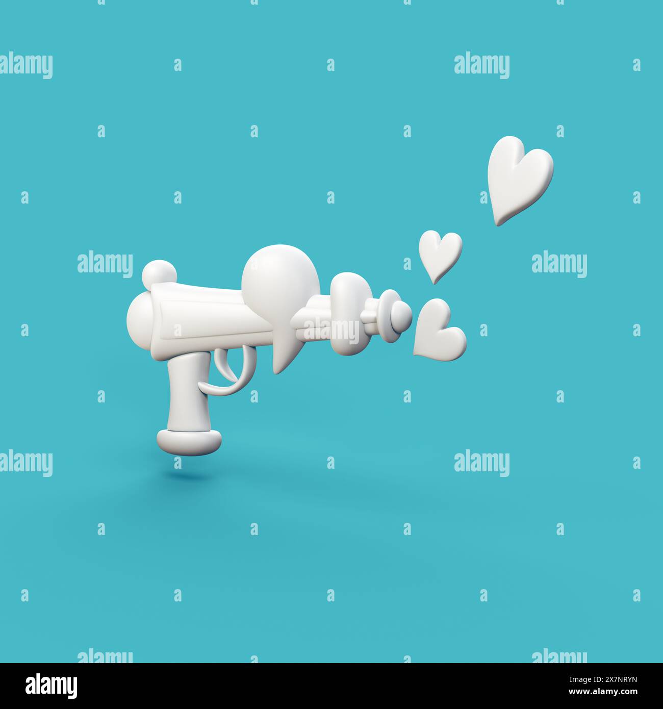Gun with hearts - stylized 3d CGI icon object, Not gen Ai Stock Photo ...