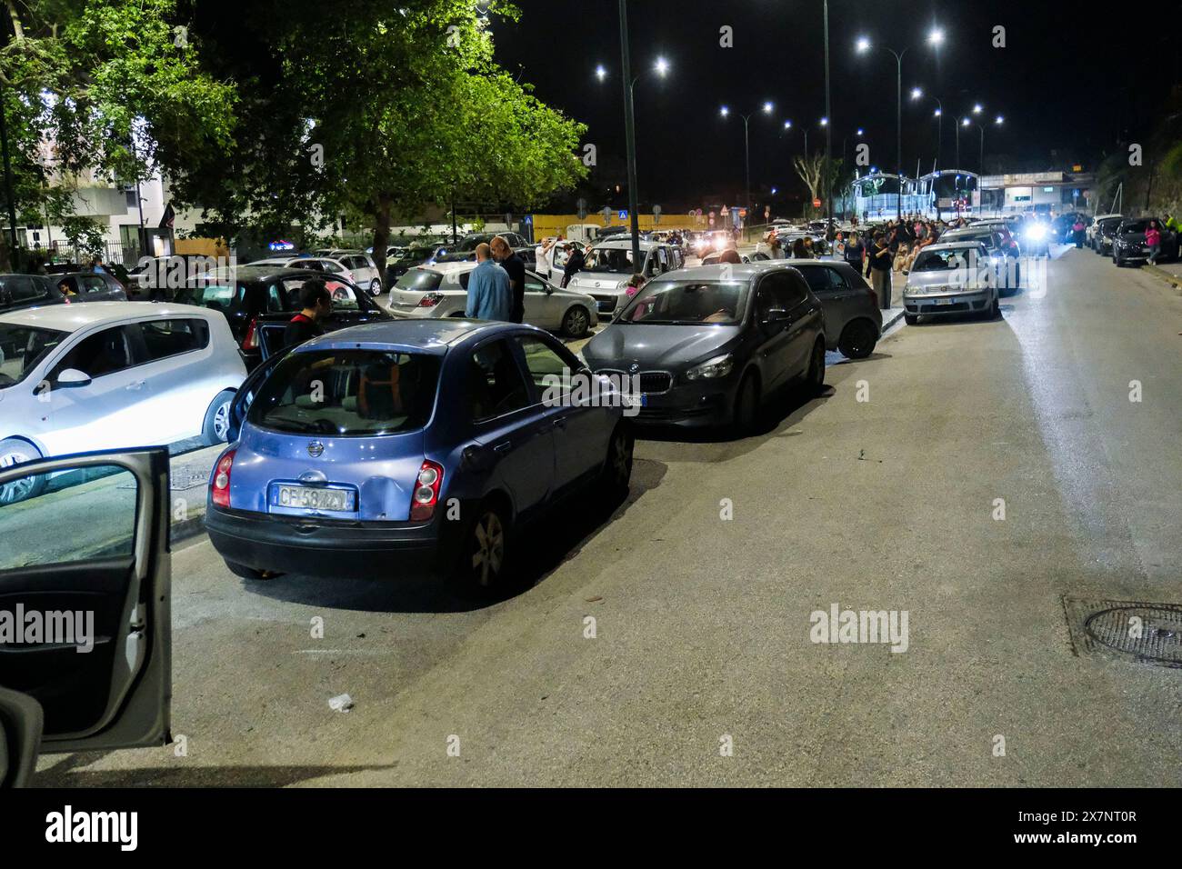 People in the street after the earthquake shocks, near Naples, southern ...