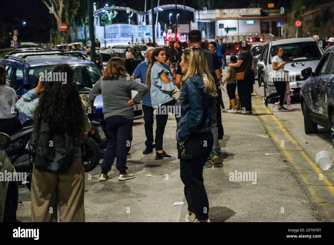 People in the street after the earthquake shocks, near Naples, southern ...