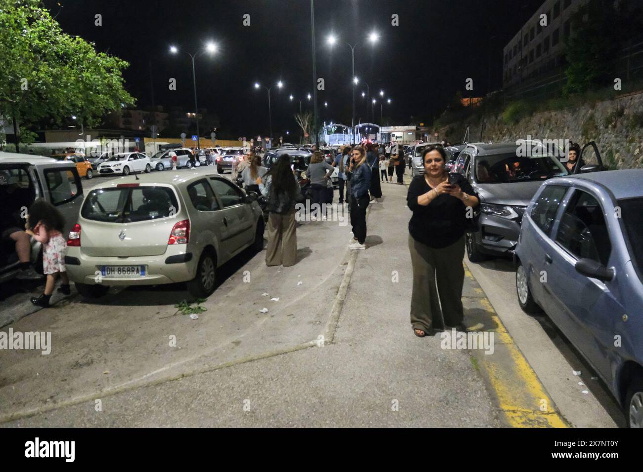 People in the street after the earthquake shocks, near Naples, southern ...