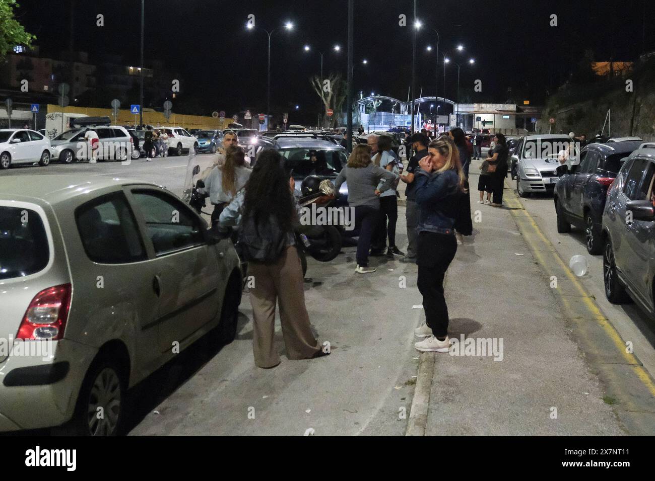 People in the street after the earthquake shocks, near Naples, southern ...