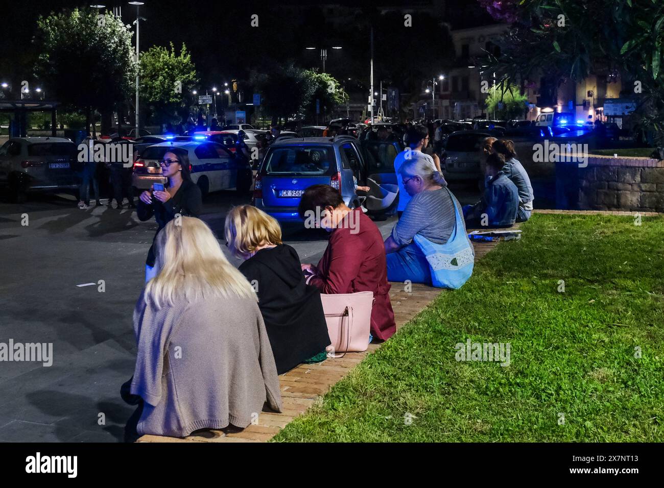 People in the street after the earthquake shocks, near Naples, southern ...