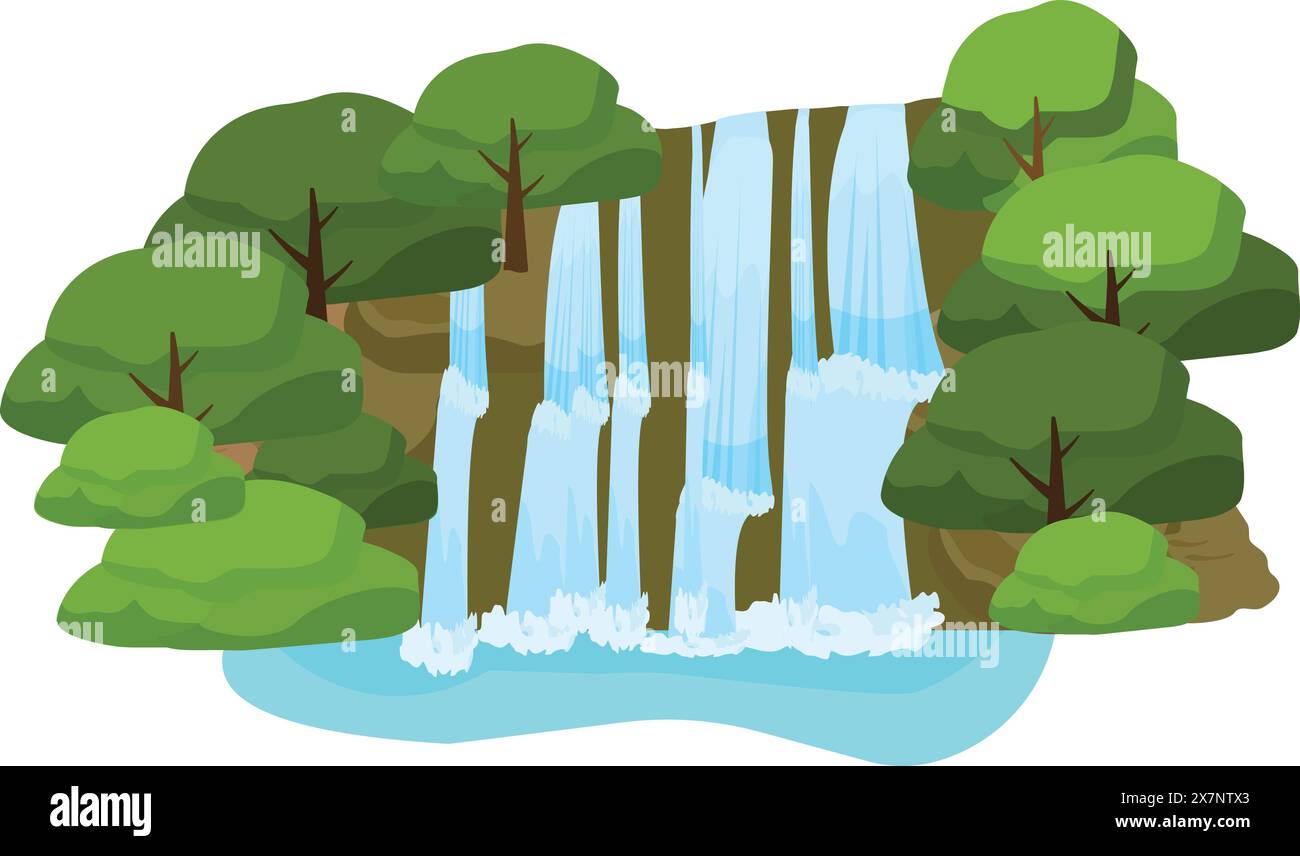 Cartoon waterfall oasis in nature scene Stock Vector Image & Art - Alamy