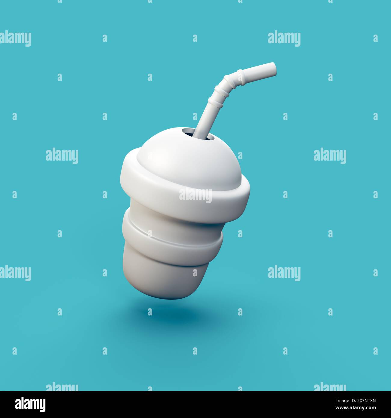 Cup with beverage and straw - stylized 3d CGI icon object, Not gen Ai ...