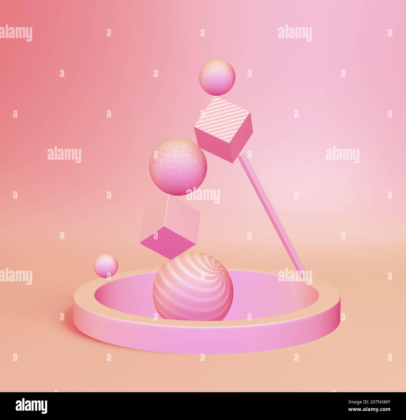 Striped objects modern design 3d , Not gen Ai Stock Photo - Alamy