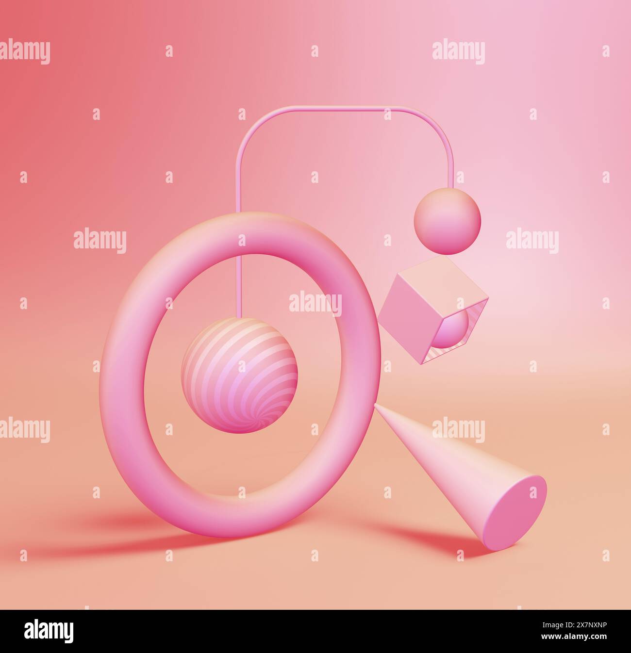 Striped objects modern design 3d , Not gen Ai Stock Photo - Alamy