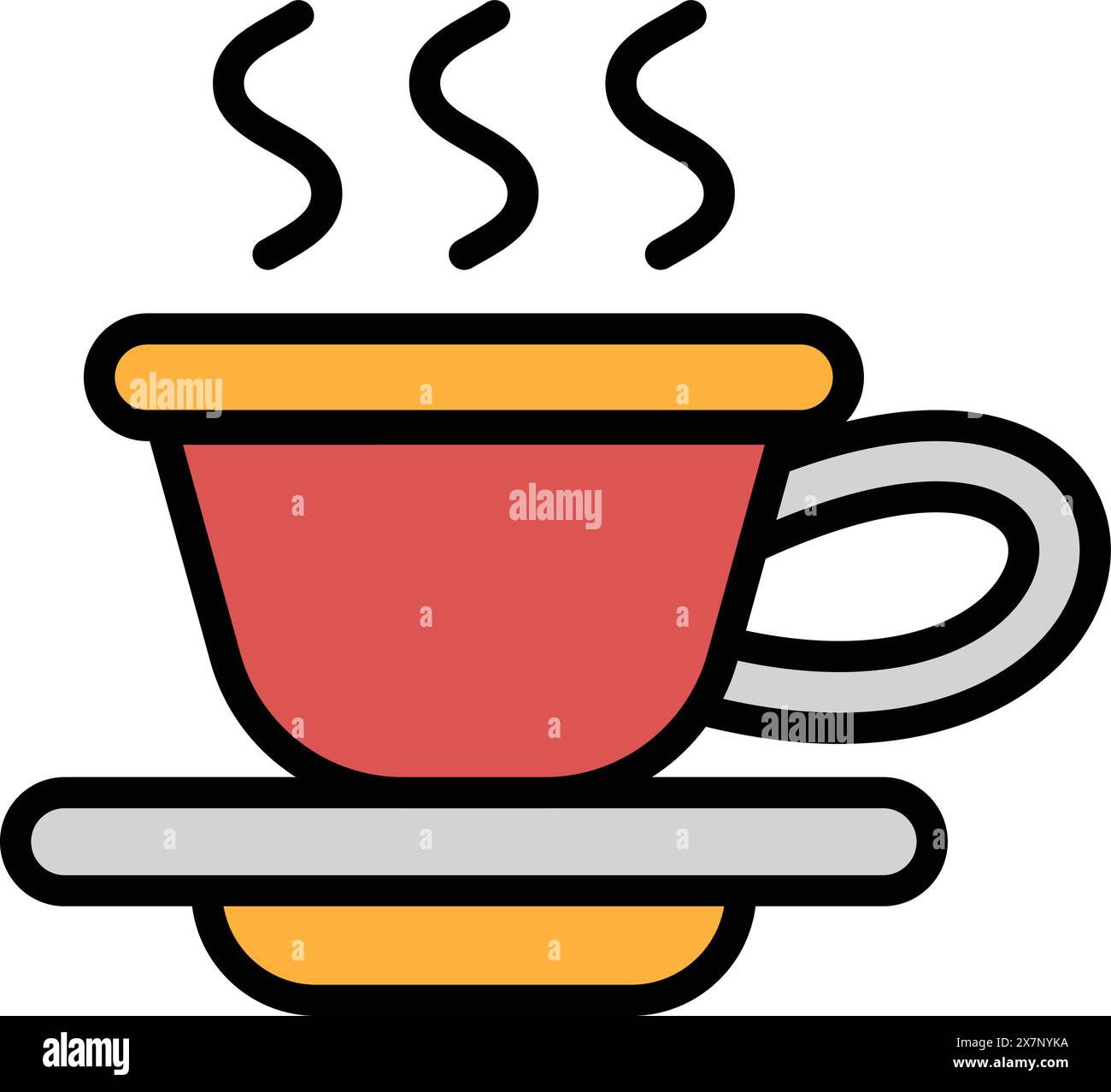 A A mug of hot coffee or hot tea icon illustration in line style Stock ...