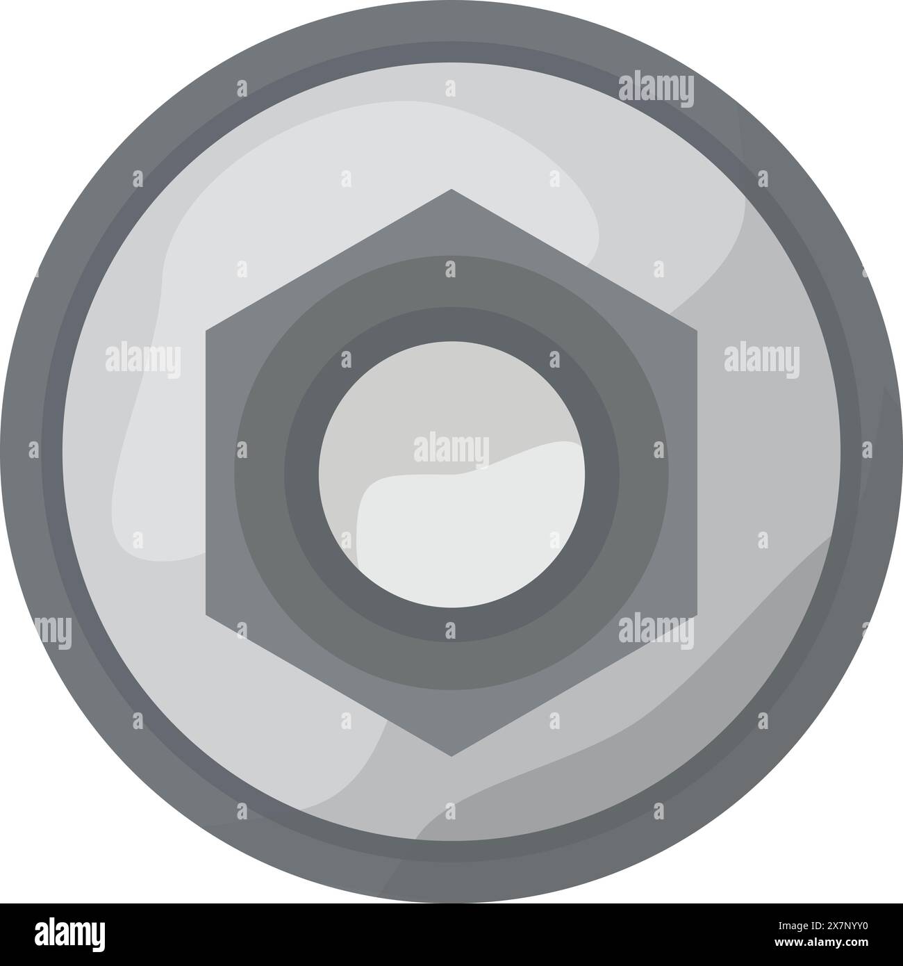 Flat design illustration of a silver hex nut, isolated on white ...
