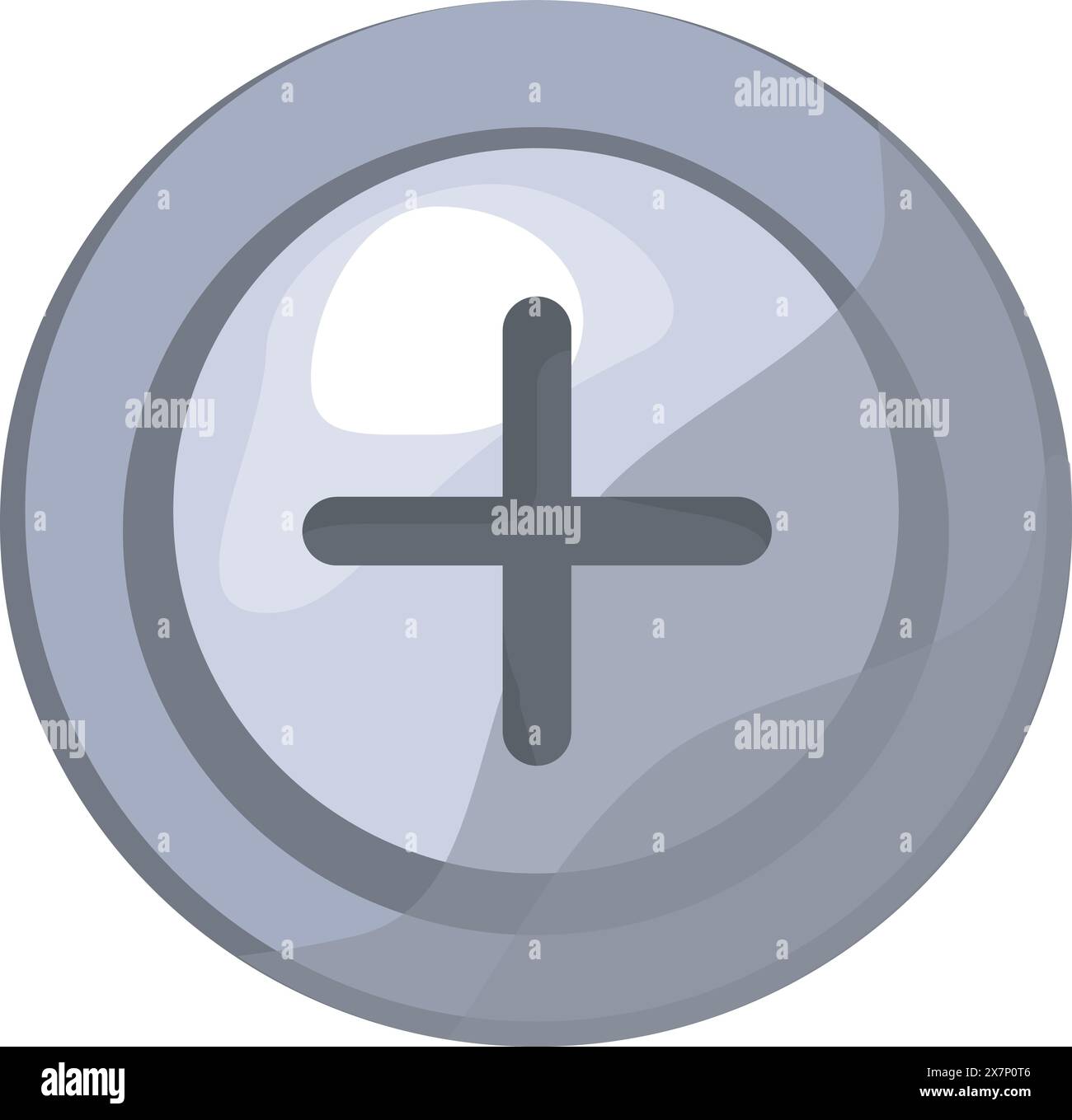 Vector graphic of a stylized adjustment knob with plus symbol, isolated ...