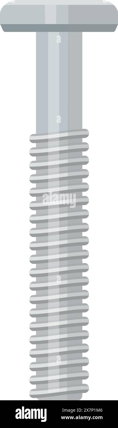 Vector graphic of a silver metal bolt with threaded body, suitable for ...