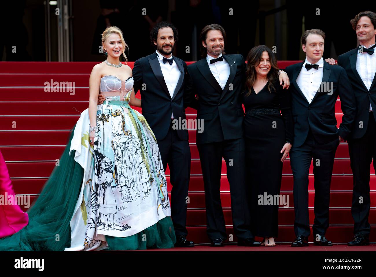 Cannes, France. 20th May, 2024.Maria Bakalova, Ali Abbasi, Sebastian ...