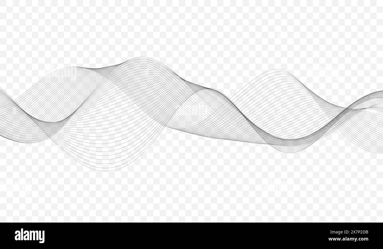 Abstract vector illustration with black wavy lines flowing dynamic ...