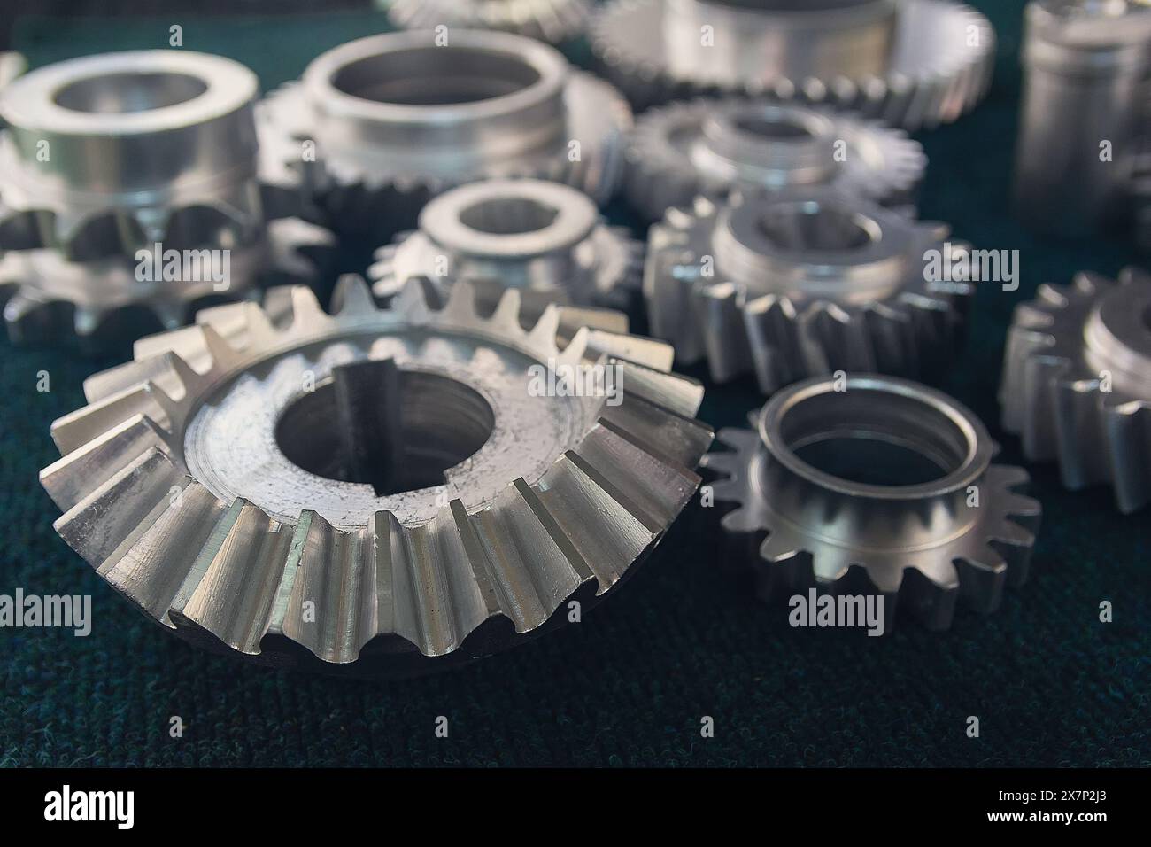 Various gears for transmission close-up. Metalworking industry Stock ...