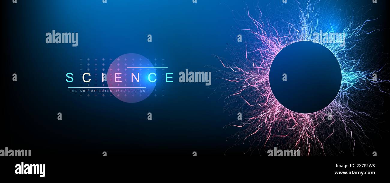 Scientific vector illustration quantum computer technology. Plexus ...