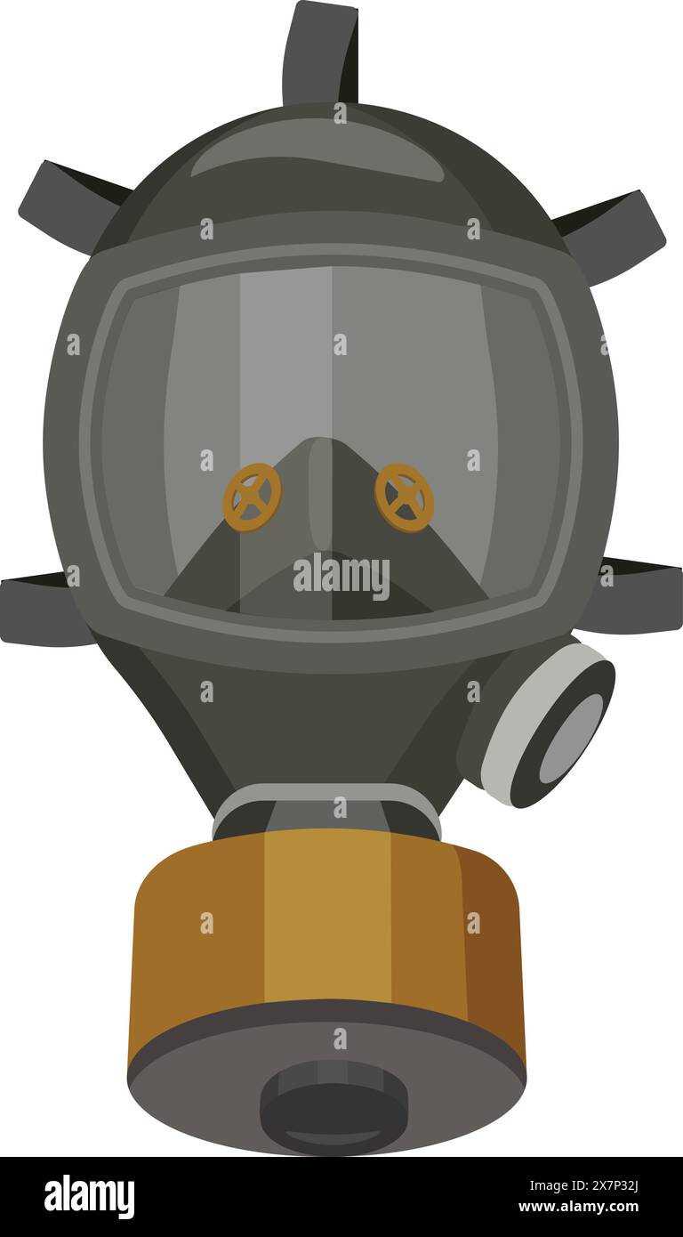 Flat design vector illustration of a gas mask, isolated on white ...