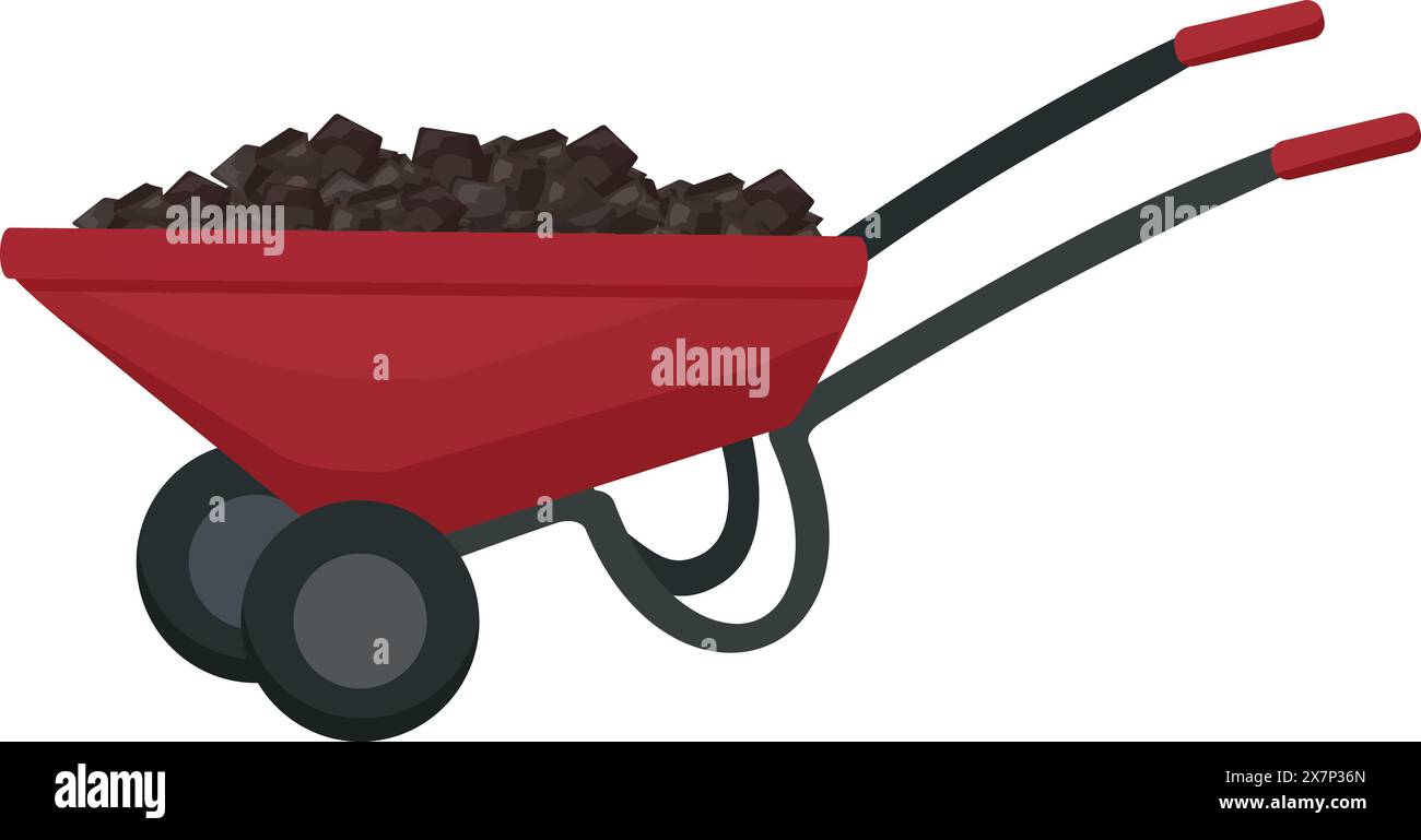 Red wheelbarrow full of soil Stock Vector Image & Art - Alamy
