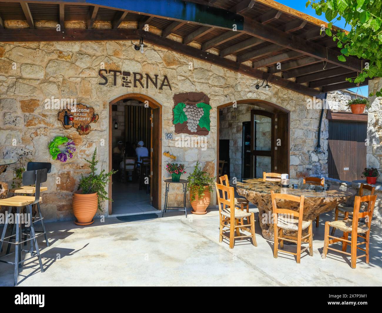 May 2024, Tables and chairs at Sterna Winery, vineyard and wine museum ...