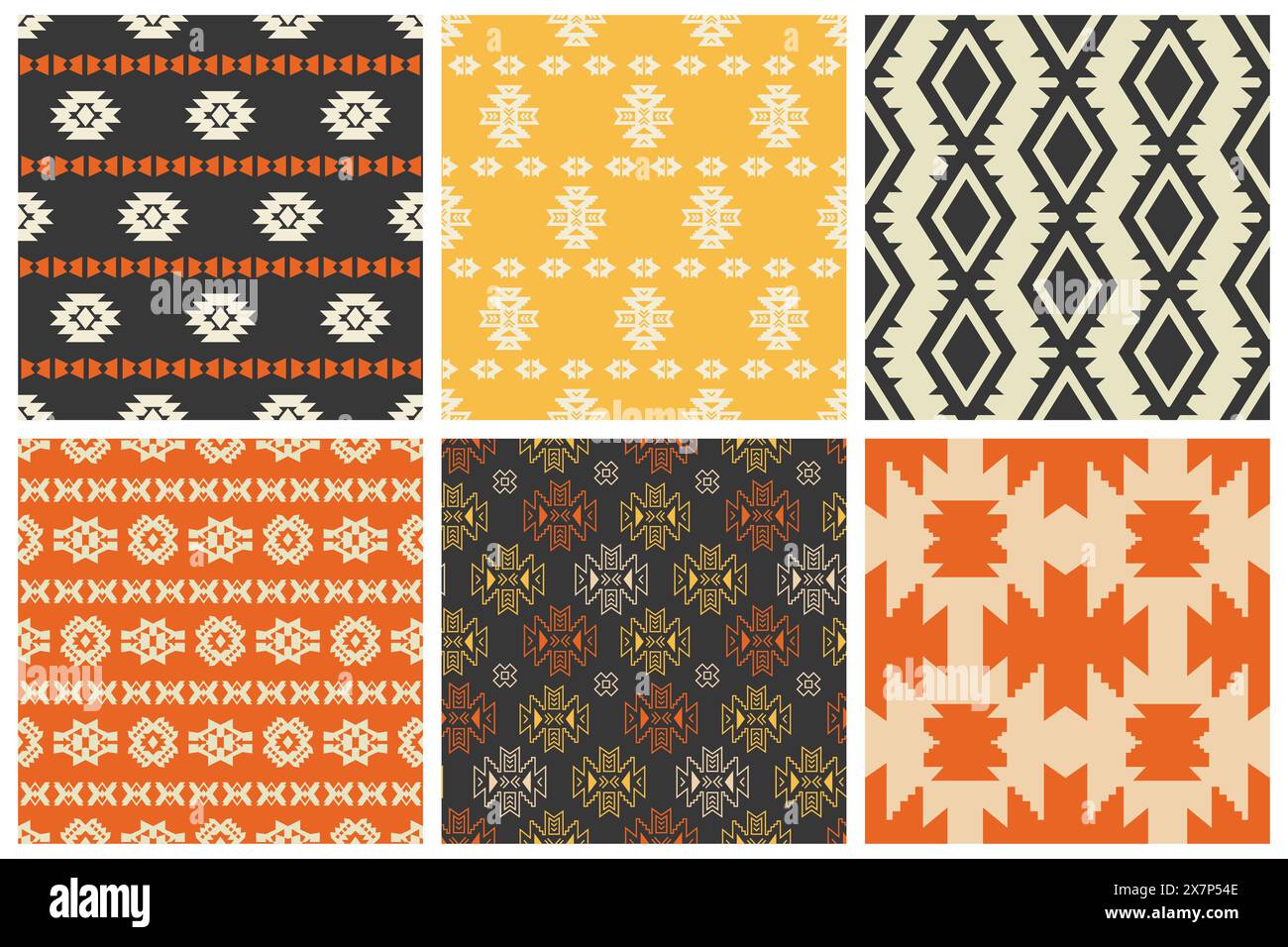 Tribal Southwestern Navajo Seamless Patterns Set Stock Vector Image ...