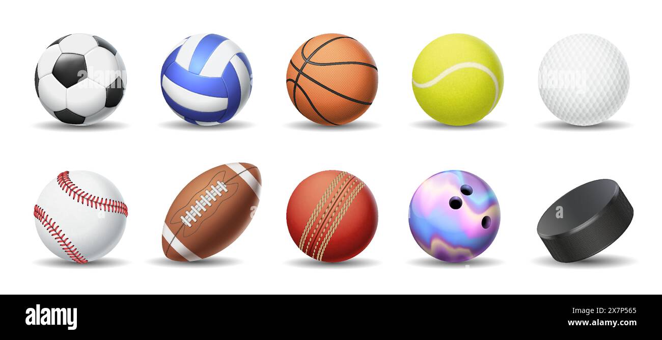 Balls for various sports games realistic vector illustration set ...