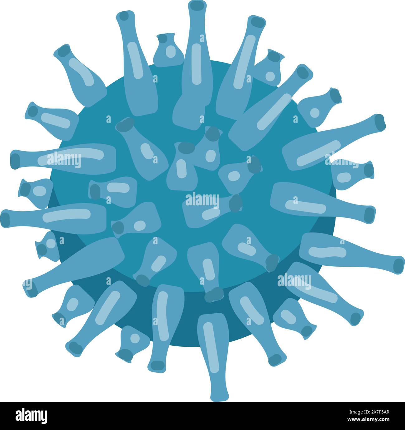 Detailed graphic representation of a blue virus molecule against a ...