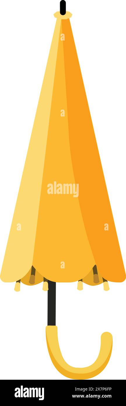 Vector graphic of a yellow folded umbrella with a curved handle Stock ...