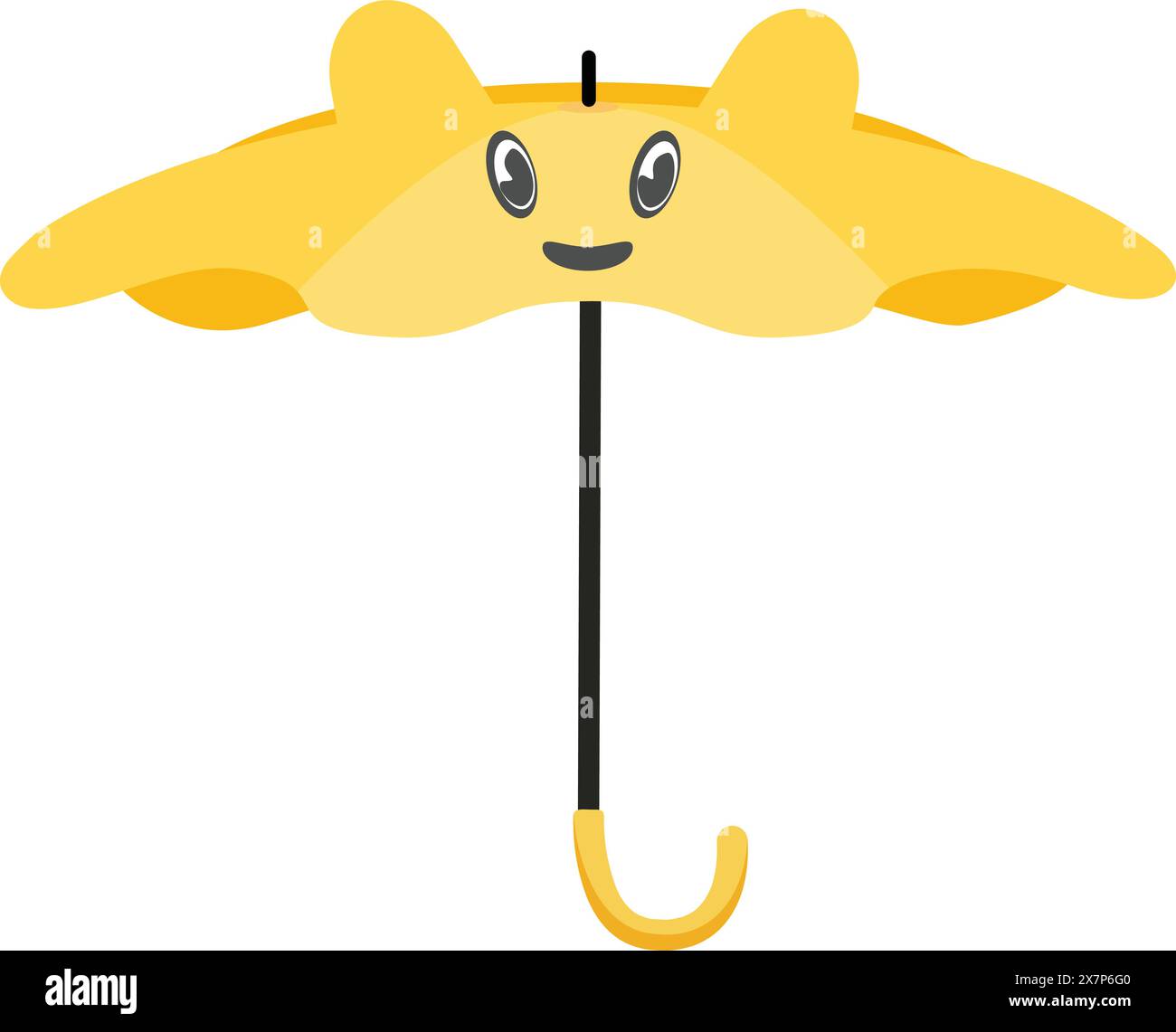 Cute and cheerful yellow animal character umbrella, vector illustration ...