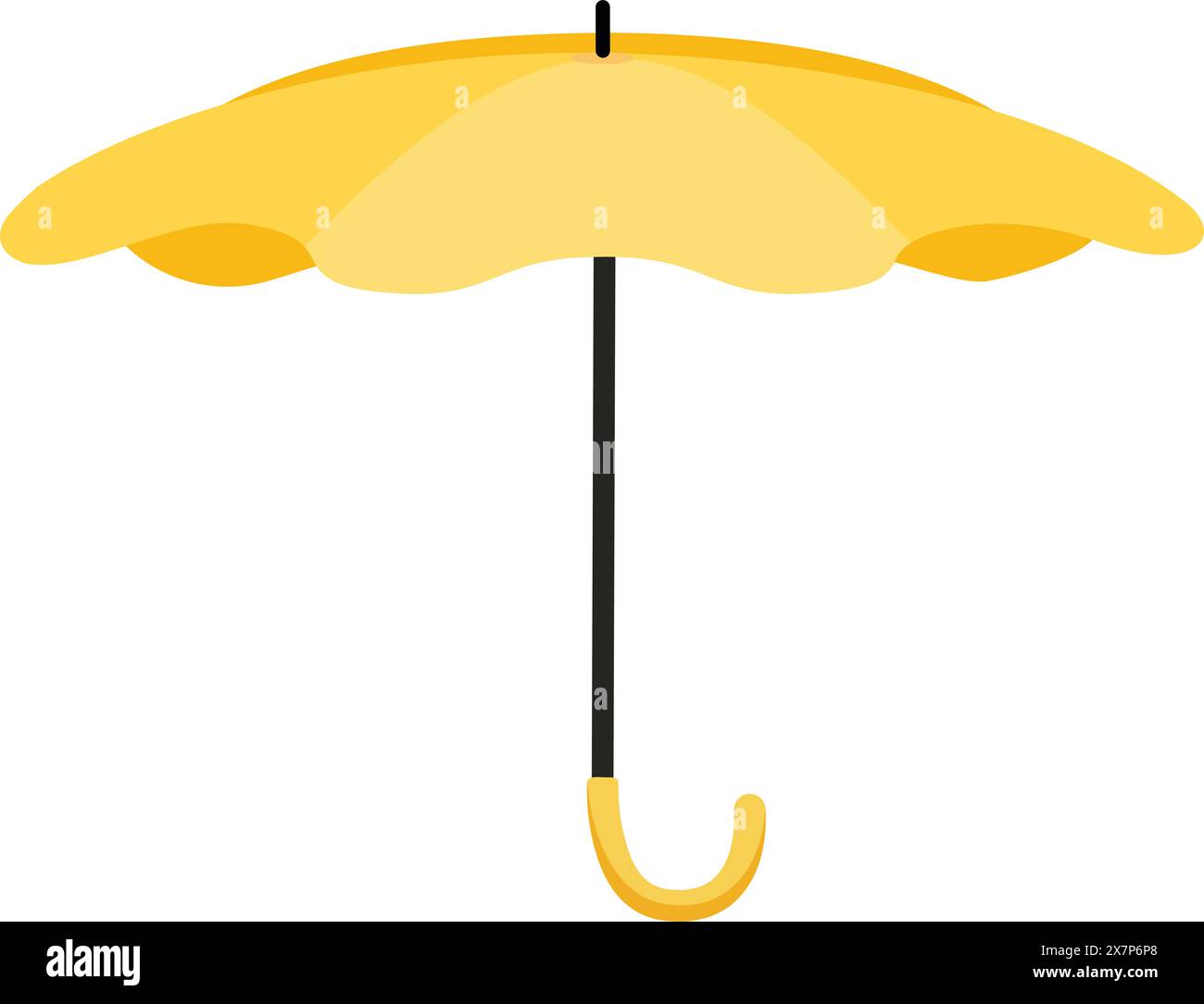 Vector illustration of a vibrant yellow umbrella with a classic hook ...