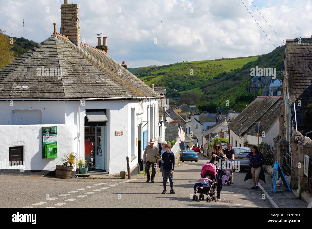 The Cornish fishing village of Port Isaac on a sunny spring day North ...