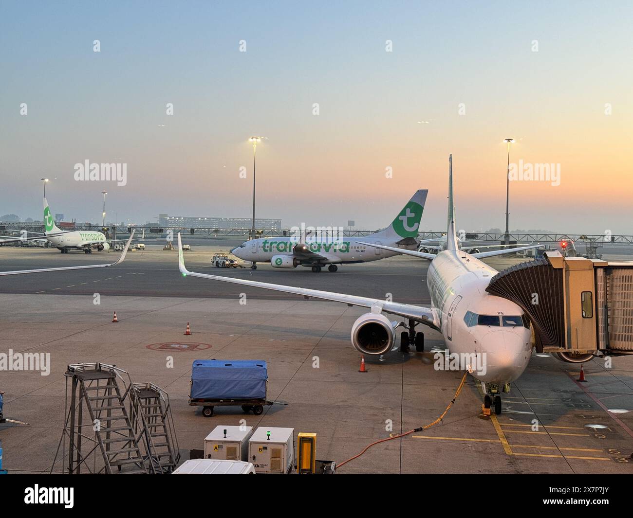 Schiphol - A Boeing 737-800 from Transavia at the gate where people ...