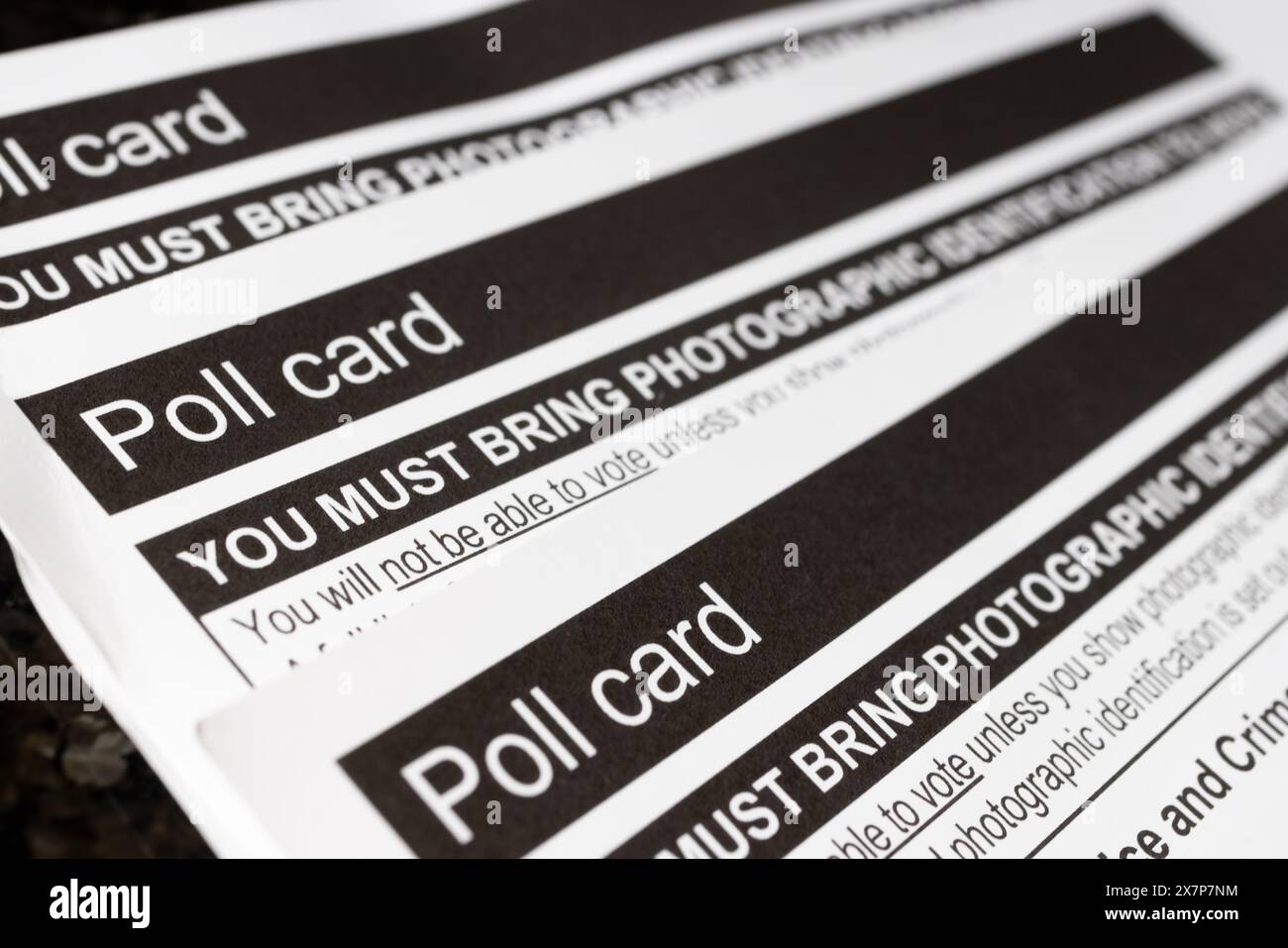 British poll cards for voting in United Kingdom local and national ...