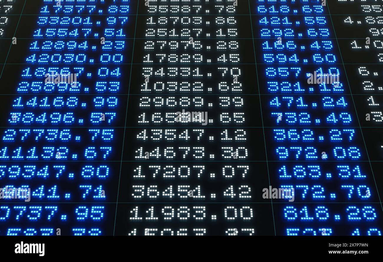 Changing numbers, financial figures, business data on the screen ...